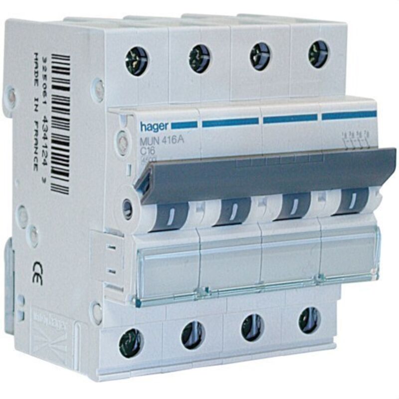 HAGER MUN610A Interruptor automático 3P+N 10A curva-C 6kA