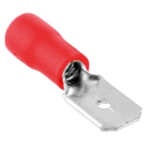 Terminal aislado enchufable macho plano 6,35/1,5mm Rojo 50 uds