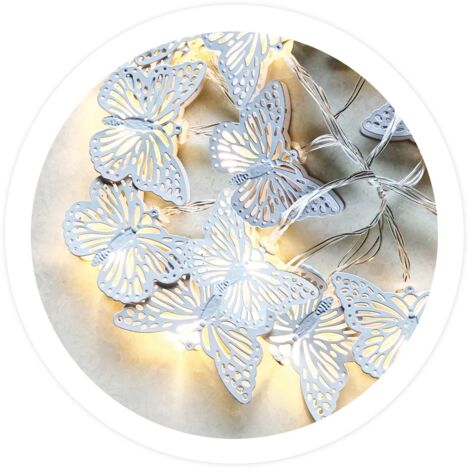 Mariposas LED blancas 1,8M Luz cálida