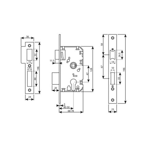 Cerradura embutida Inther con cilindro - P-40 hl cc con cilind.