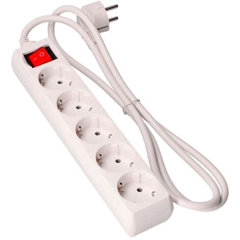 Base Múltiple con 5 Tomas t/tl 10/16A Schuko + Interruptor 1,5m 3x1,5mm EDM
