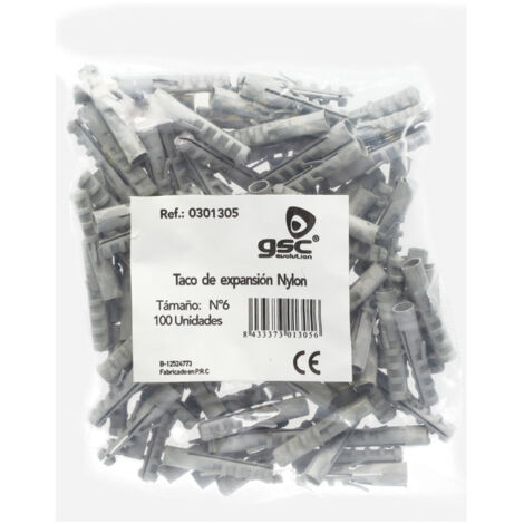 Taco de expansión de nylon 6mm gris (100 uds) GSC 0301305