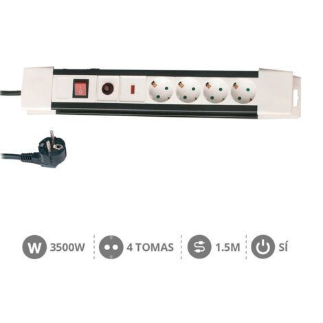 Base múltiple 4 tomas con protección sobretensiones 1,5m GSC 0800090