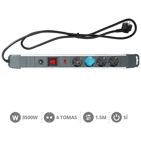 Base múltiple 4 tomas protección sobretensiones + int 1,5m GSC 0801085