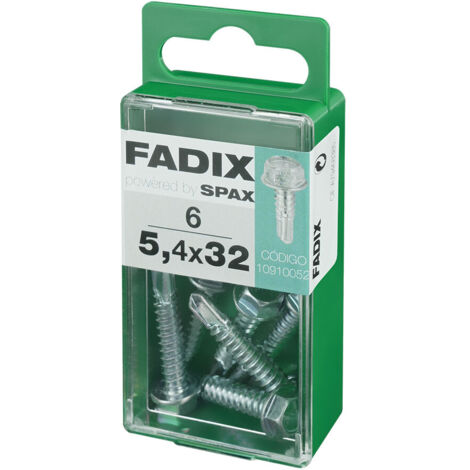 Caja de 6 unidades de tornillo de rosca chapa con cabeza hexagonal autotaladrante 5,4x32mm Fadix