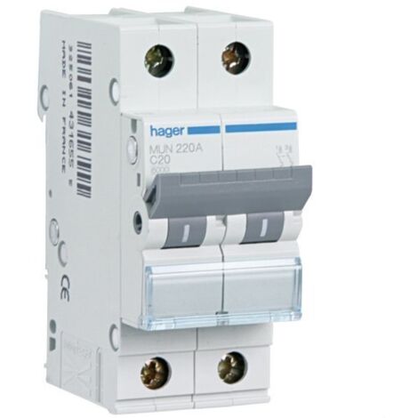 HAGER MUN225A Interruptor automático 2P 25A curva-C 6kA