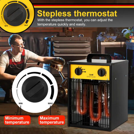 Chauffage air,3000W Chauffage À Air Pulsé Électrique Aérotherme ...