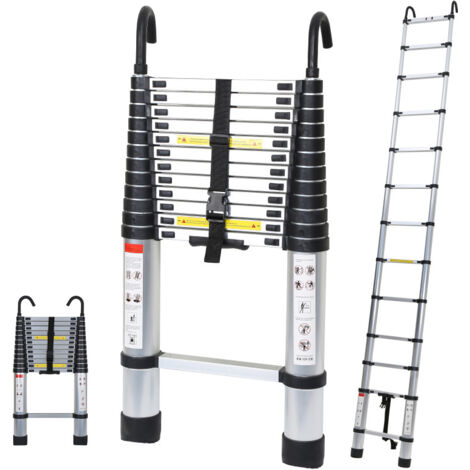 SWANEW Échelle télescopique télescopique en aluminium de 3,8 m ...