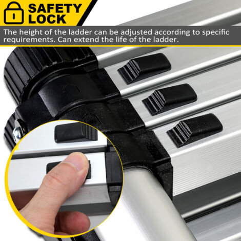 SWANEW Echelle Télescopique jusqu'à 150 kg Escabeau stable en aluminium ...