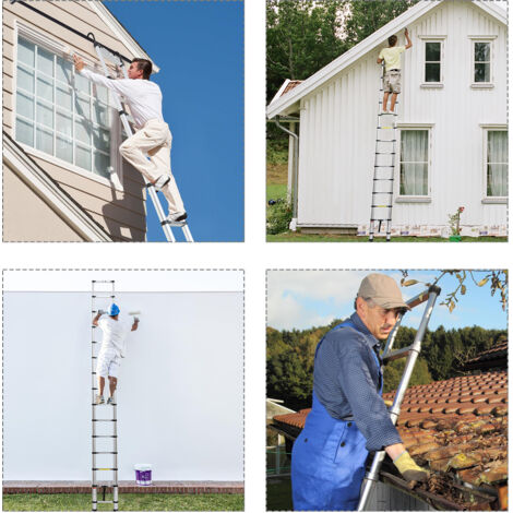 SWANEW Échelle télescopique télescopique en aluminium de 2,6 m ...