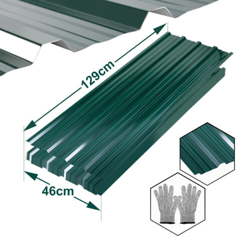 EINFEBEN Panneaux de toiture 129x46cm Vert Tôle bac acier galvanisé ...