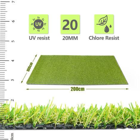 SWANEW Gazon synthétique Pelouse artificielle pour jardin et balcon Résistant aux UV Hauteur: 20 ...