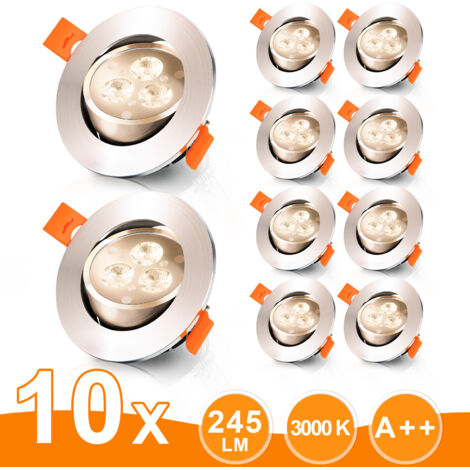 SWANEW 10x Spots LED encastrables orientables, 3W, blanc chaud,Spots LED à encastrer， Plafonnier ...