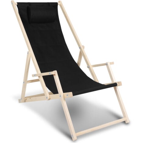 Chaise longue pliante en bois Chaise de plage 3 positions Chilienne transat jardin exterieur ...