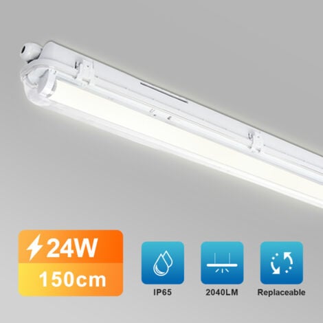 Lampe LED pour locaux humides Tube Tube Lampe à vasque Cave Lampe 150cm Blanc froid 1X
