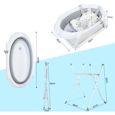 EINFEBEN Baignoire pour bébé 85 cm - baignoire pour bébé pliable avec ...