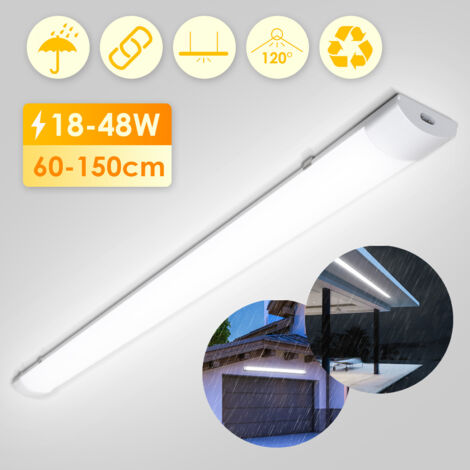 SWANEW Réglette LED étanche tubes LED 120cm 36W interconnectable traversante IP65 Plafonnier LED ...