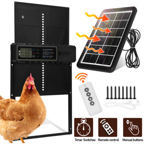 SWANEW Porte Automatique Poulailler Solaire, ouvre-porte de poule, énergie solaire Clapet ...