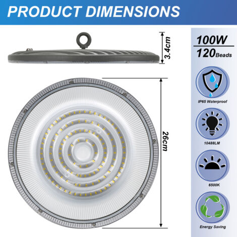 SWANEW UFO LED hall lumière hall éclairage plafonnier High Bay 220V 100W