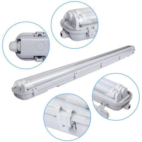 Lampe LED pour locaux humides Lampe à vasque extérieure Entrepôt Cave Lampe tubulaire 120cm ...