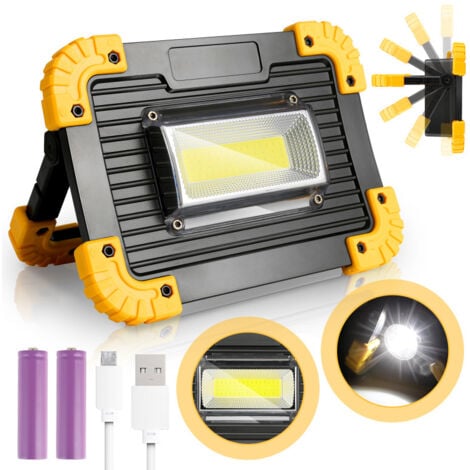 Projecteur LED 30W COB sans fil, lampe de travail, lampe de chantier, projecteur portatif