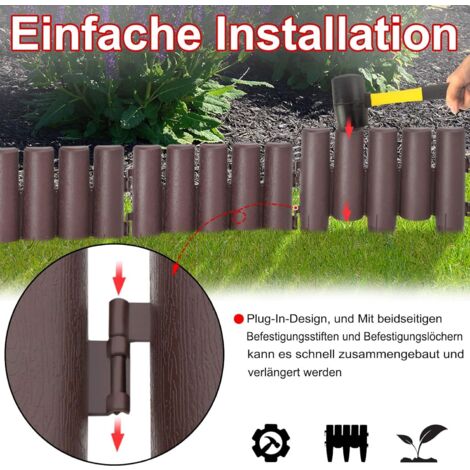 UISEBRT Rasenkante Kunstoff 14m Beeteinfassung Gartenzaun ...