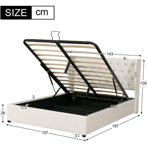 Upholstered Bed with Hydraulic Lever, Functional Bed from Storage ...