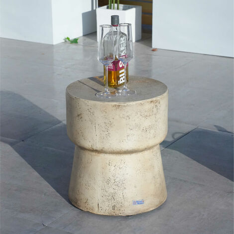 Abrihome Outdoor Indoor Concrete Furniture Side Table Beige