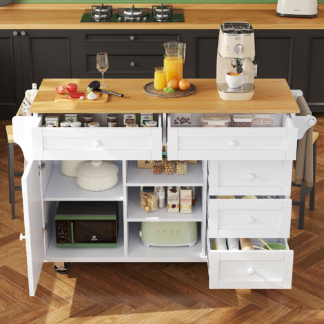 Modern Kitchen Trolley with Dual Storage – Versatile Mobile or Fixed ...