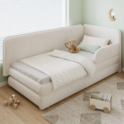 3ft Single Upholstered Bed with Storage Drawer, Space Saving Velvet Bed ...