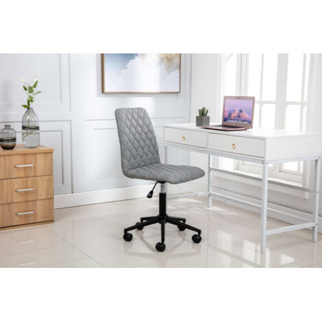 PU leather Office Chair Ergonomic Computer Task Desk Chair Without Arms ...