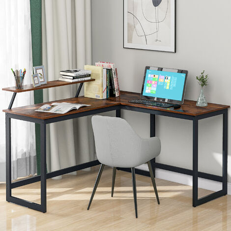 L Computer Desk with Self Corner Desk Work Table Home Office Table ...