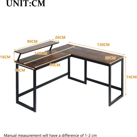 L Computer Desk with Self Corner Desk Work Table Home Office Table ...