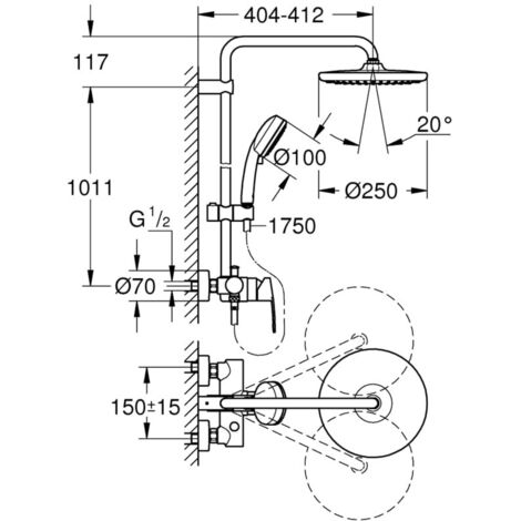 Grohe Tempesta Cosmopolitan System 250 Duschsäule mit Einhebelmischer ...