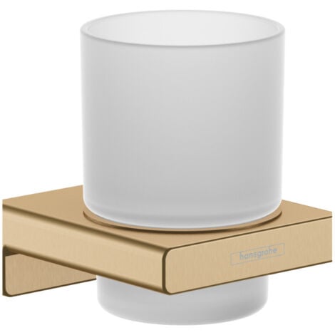 Hansgrohe AddStoris Wandbecherhalter aus Glas und Metall, gebürstete ...