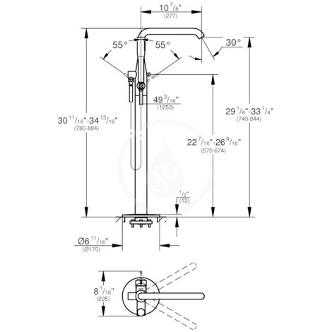 Grohe Essence Einhebel-Badewannen-/Duschmischer 1/2', Bodenmontage ...