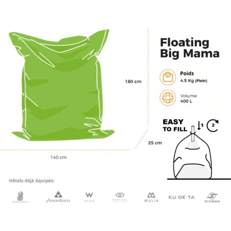 Set-Big Mama Floating Hocker XXL + Styropor, 180x140x25cm innen & außen ...