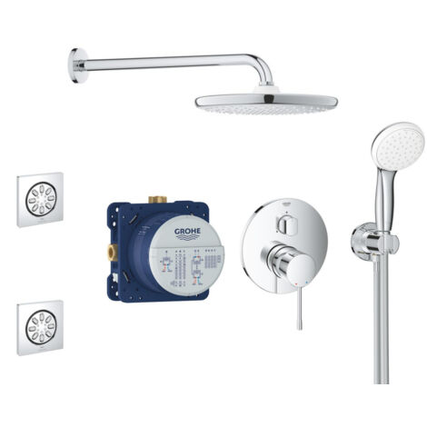 Grohe Essence Unterputz-Duschset mit Kopfbrause XXL 250, 2-Strahl- und ...