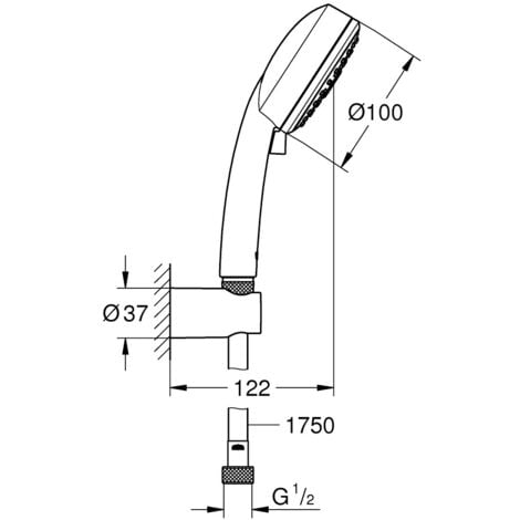 Grohe Vitalio Comfort 100 Brauseset 3-strahlig mit Wandhalterung, Chrom ...