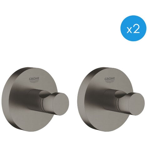 Grohe Essentials Set mit 2 Wandhaken, Hard Graphite Gebürstet (40364AL1 ...