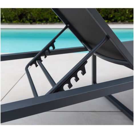 Transat de jardin en aluminium - pliable - gris anthracite - NARA