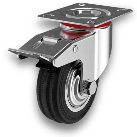RUOTE GIREVOLI CON FRENO, ROTELLE SILENZIOSE PIROETTANTI IN GOMMA, PER ...