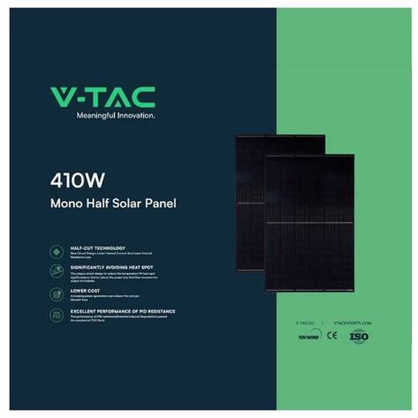 V-Tac 12,7 kW Pannelli Solari Fotovoltaici 410W 108 Celle IP68 Telaio nero