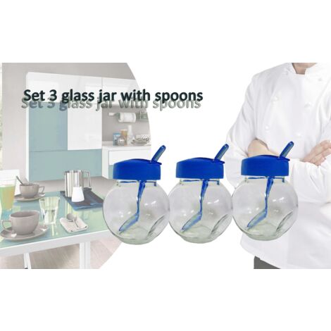 Set 3 récipients/ boite alimentaire en verre 6x8x9cm avec couvercle et ...