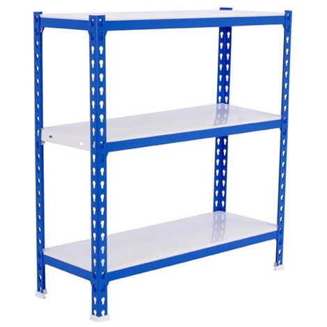 SIMONCLICK Étagère 3 étagères en métal sans vis (90x80x40cm) BLEU ET BLANC