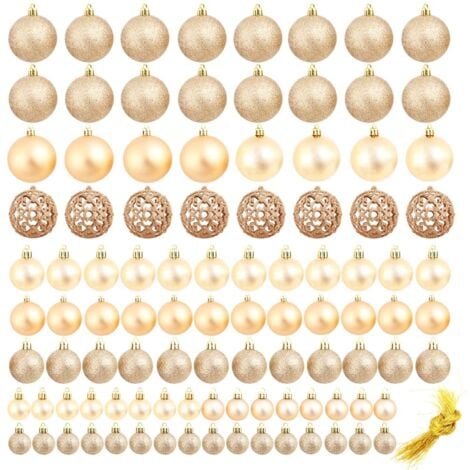 Ensemble de boules de Noël 100 pcs 3/4/6 cm Rose/Doré