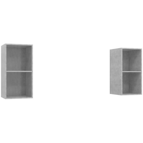 Meubles TV muraux 2 pcs Gris béton Bois d'ingénierie