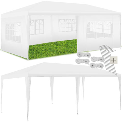 Pavillon imperméable 6x3 m avec 5 parties latérales amovibles blanc