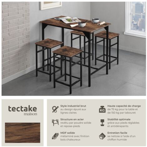Table de bar gain de place avec 4 tabourets pour cuisine Tectake ...