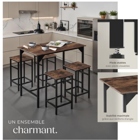 Table de bar gain de place avec 4 tabourets pour cuisine Tectake ...